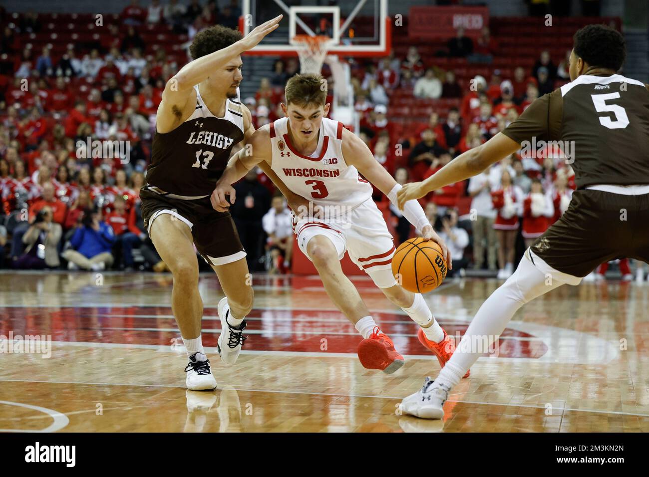December 15, 2022: Wisconsin Badgers guard Connor Essegian (3) drives ...