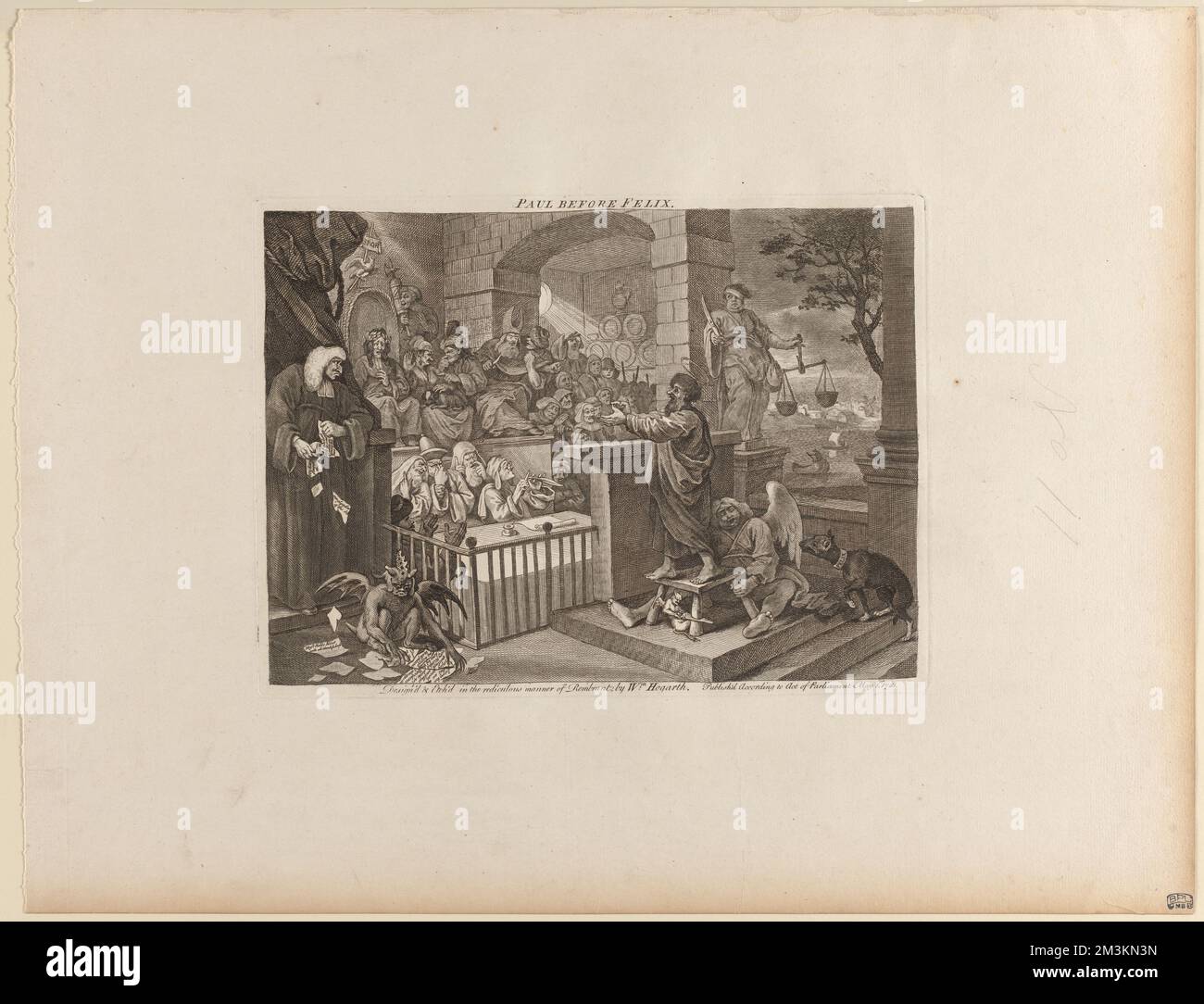 Paul before Felix, burlesqued , Judicial proceedings, Spectators ...