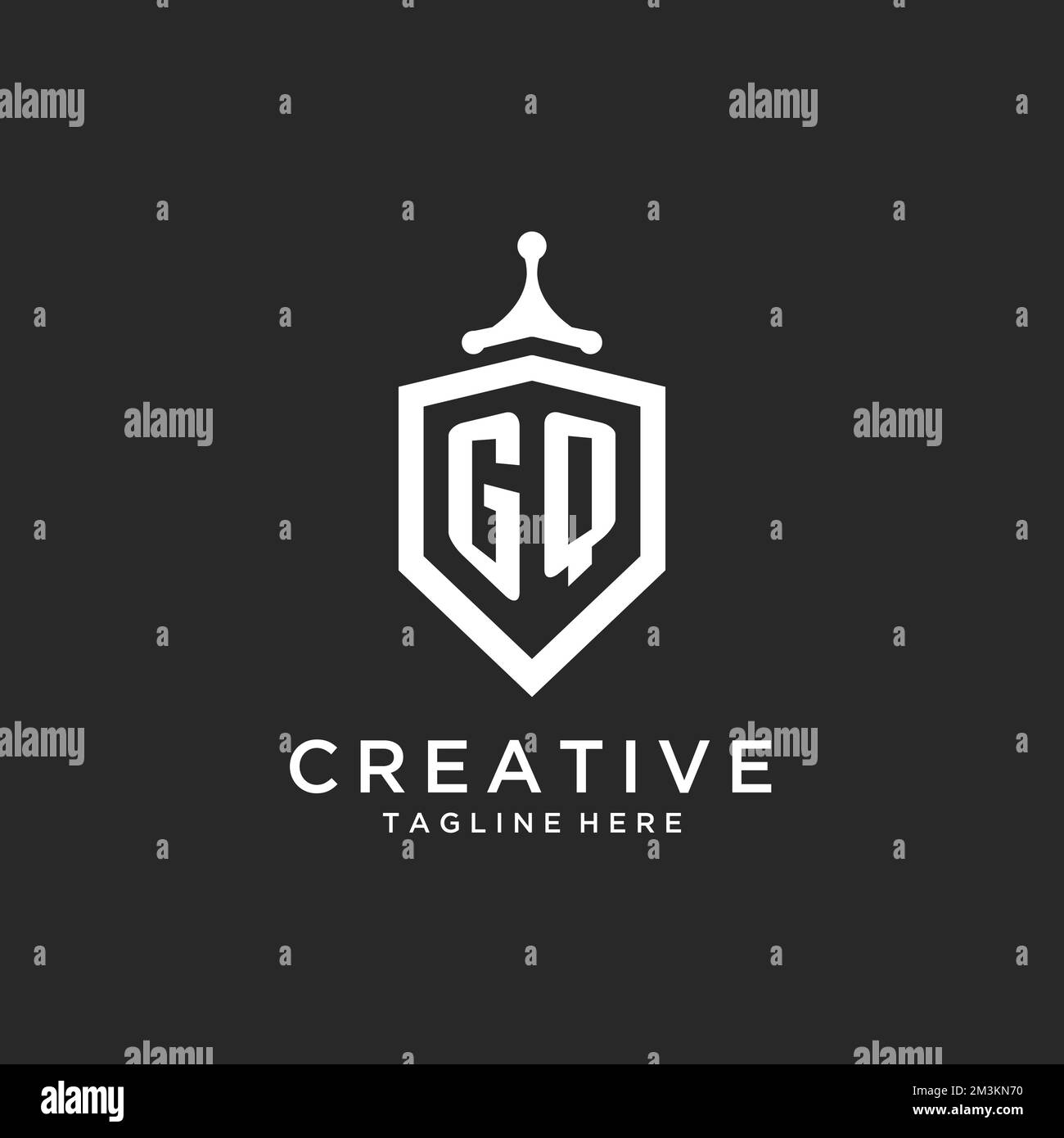 GQ monogram logo initial with shield guard shape design ideas Stock ...