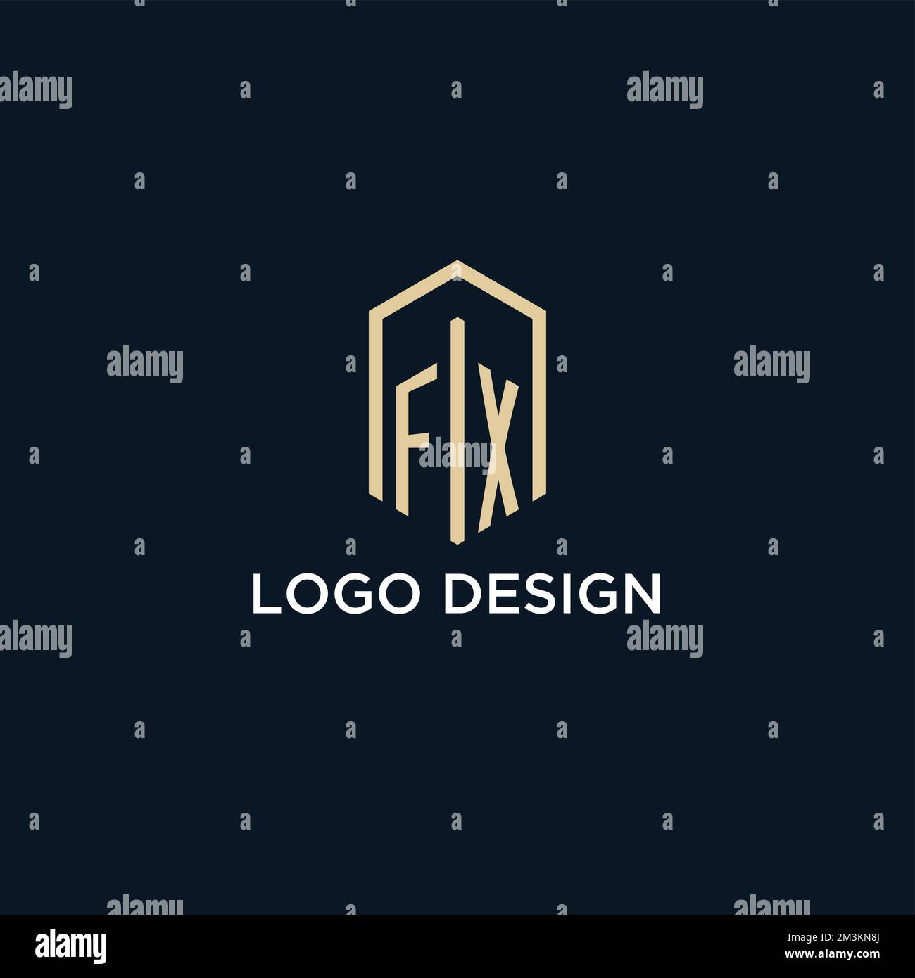 FX initial monogram logo with hexagonal shape style, real estate logo design ideas inspiration ...