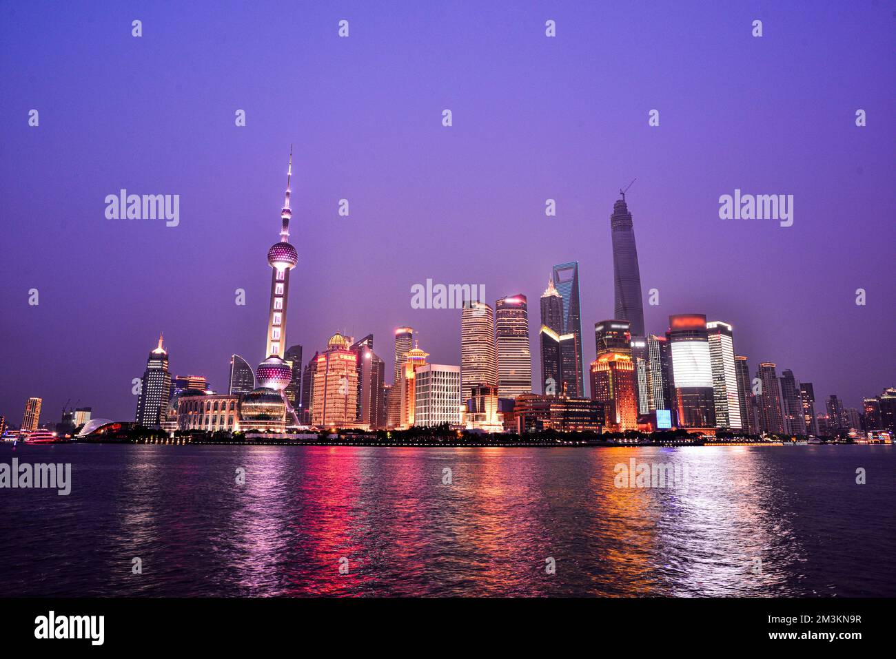 The dazzling night view of Shanghai Bund - Oriental Pearl Tower. The ...