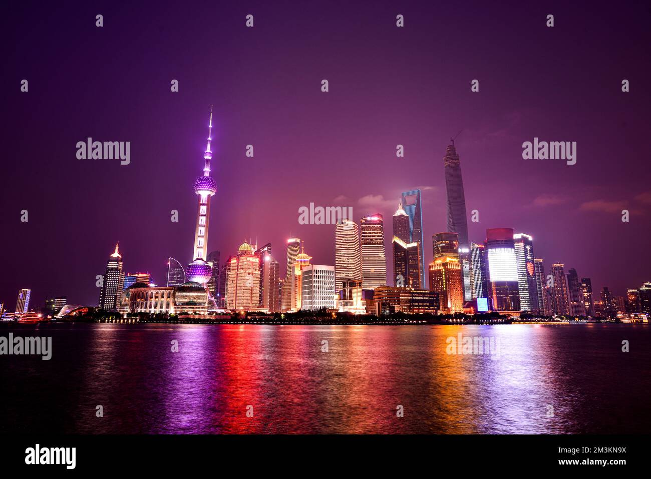 The dazzling night view of Shanghai Bund - Oriental Pearl Tower. The ...
