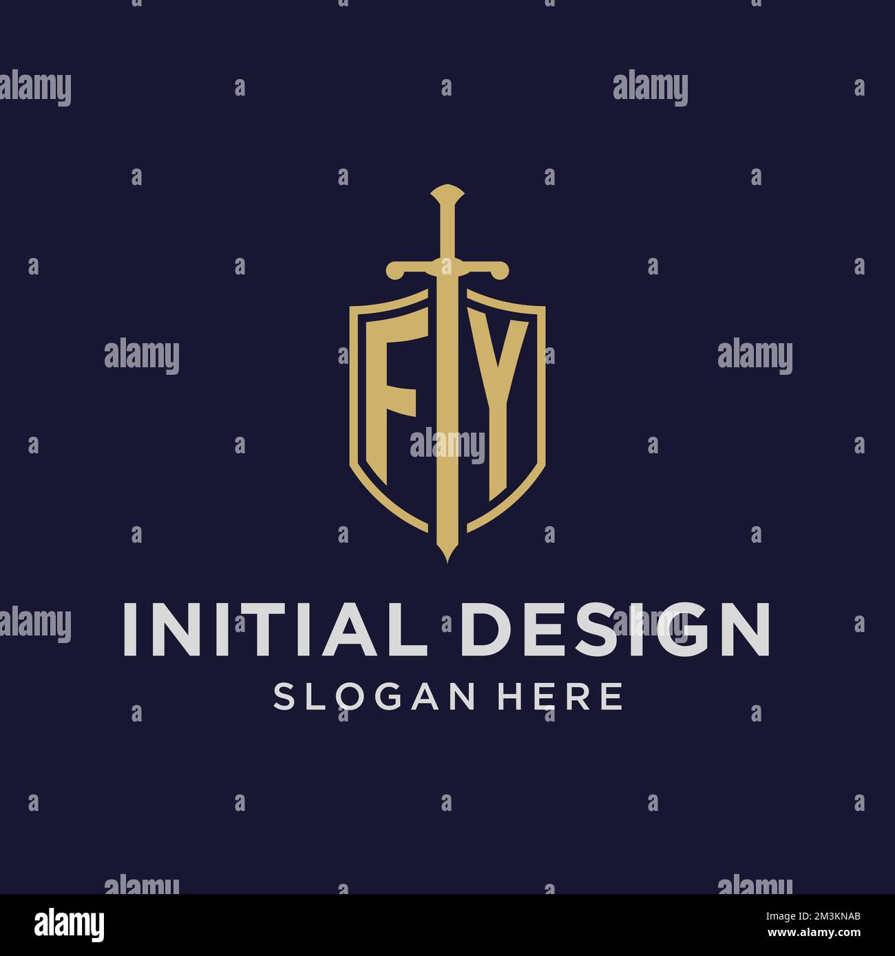 FY logo initial monogram with shield and sword design ideas Stock ...