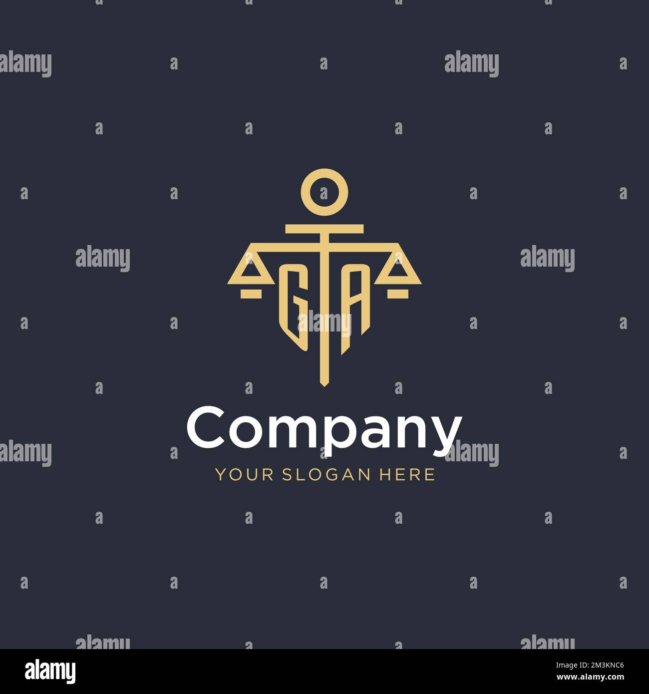 GA initial monogram logo with scale and pillar style design ideas Stock ...
