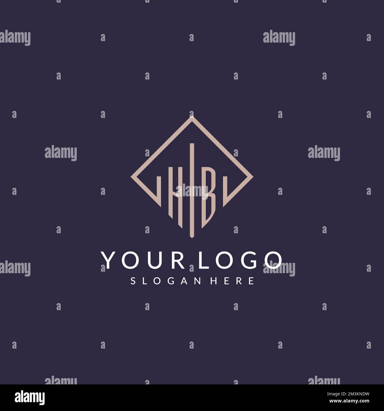 HB initial monogram logo with rectangle style design ideas Stock Vector ...