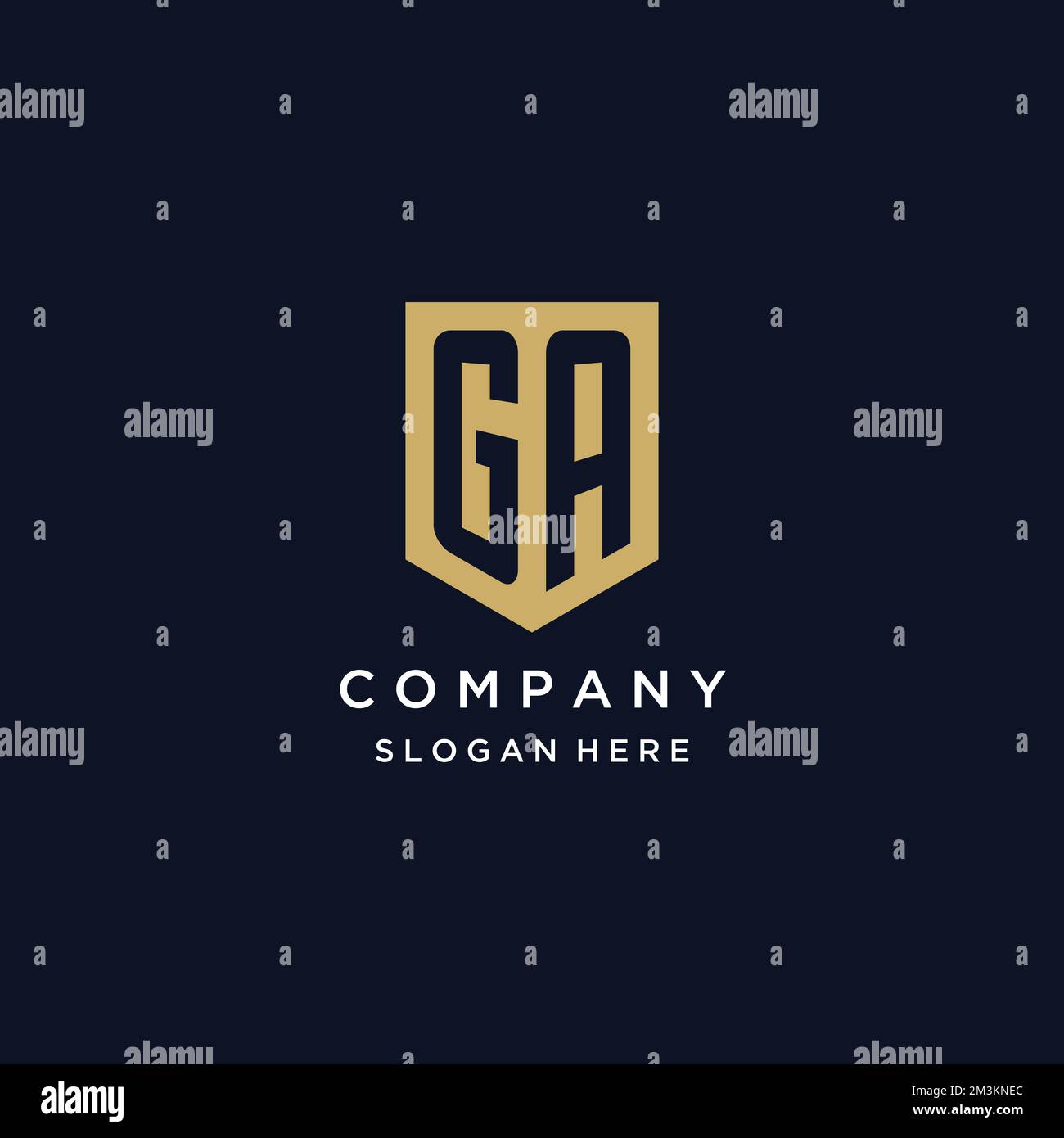 GA monogram initials logo design with shield icon template Stock Vector ...