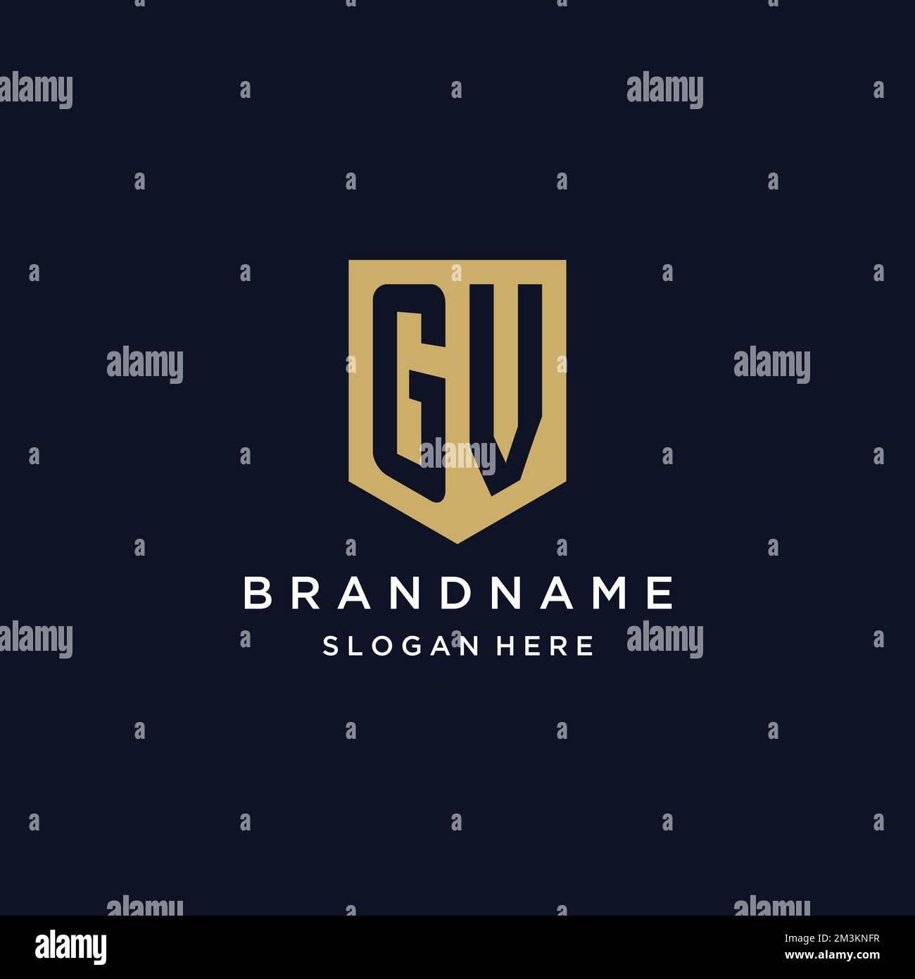 GV monogram initials logo design with shield icon template Stock Vector ...