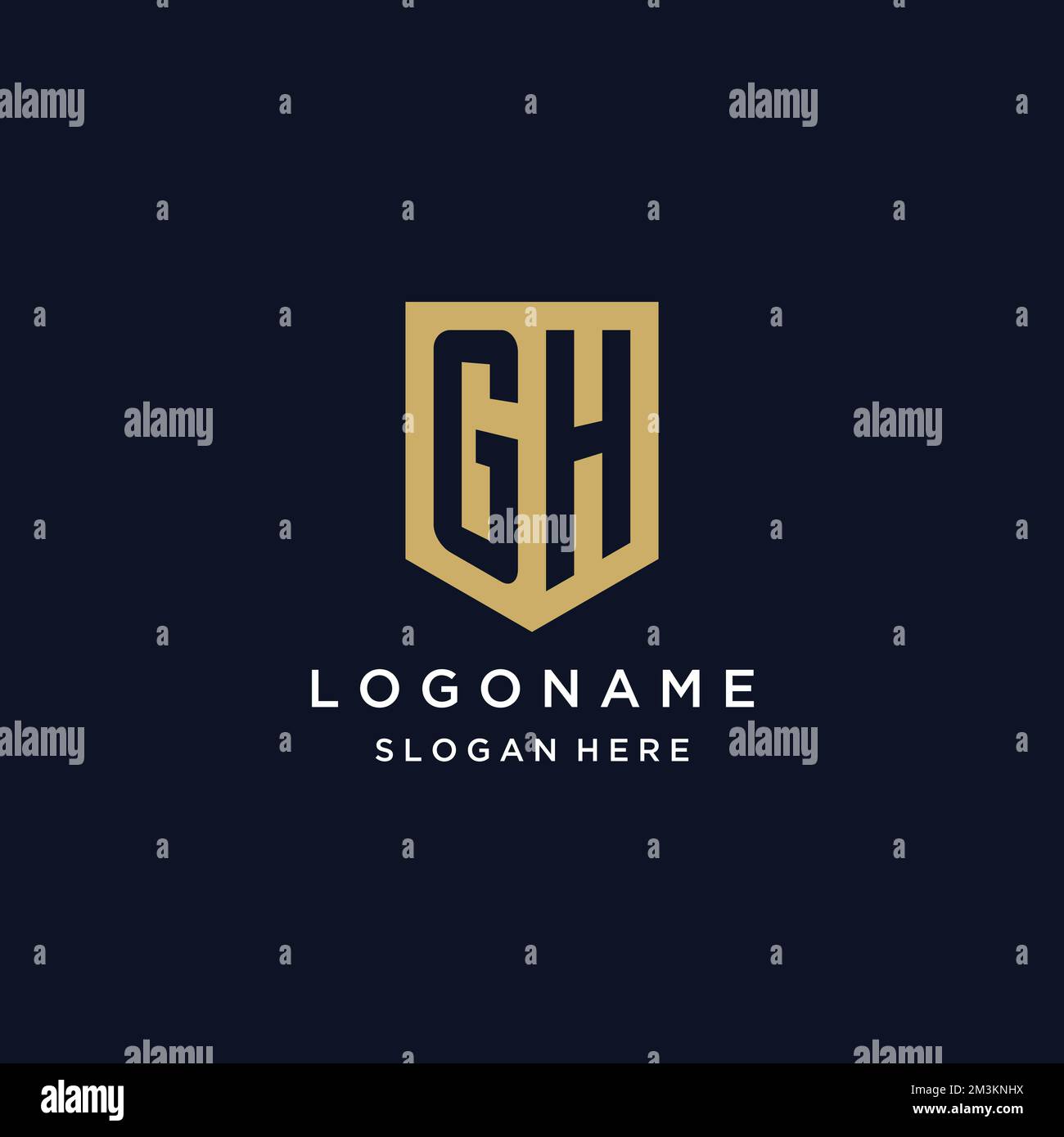 GH monogram initials logo design with shield icon template Stock Vector ...