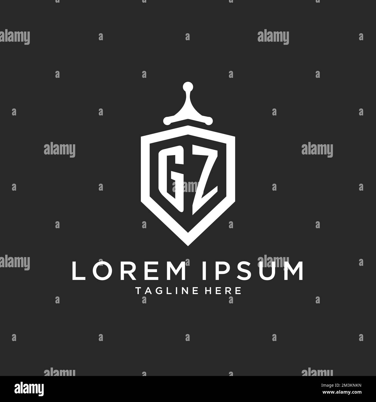 GZ monogram logo initial with shield guard shape design ideas Stock ...