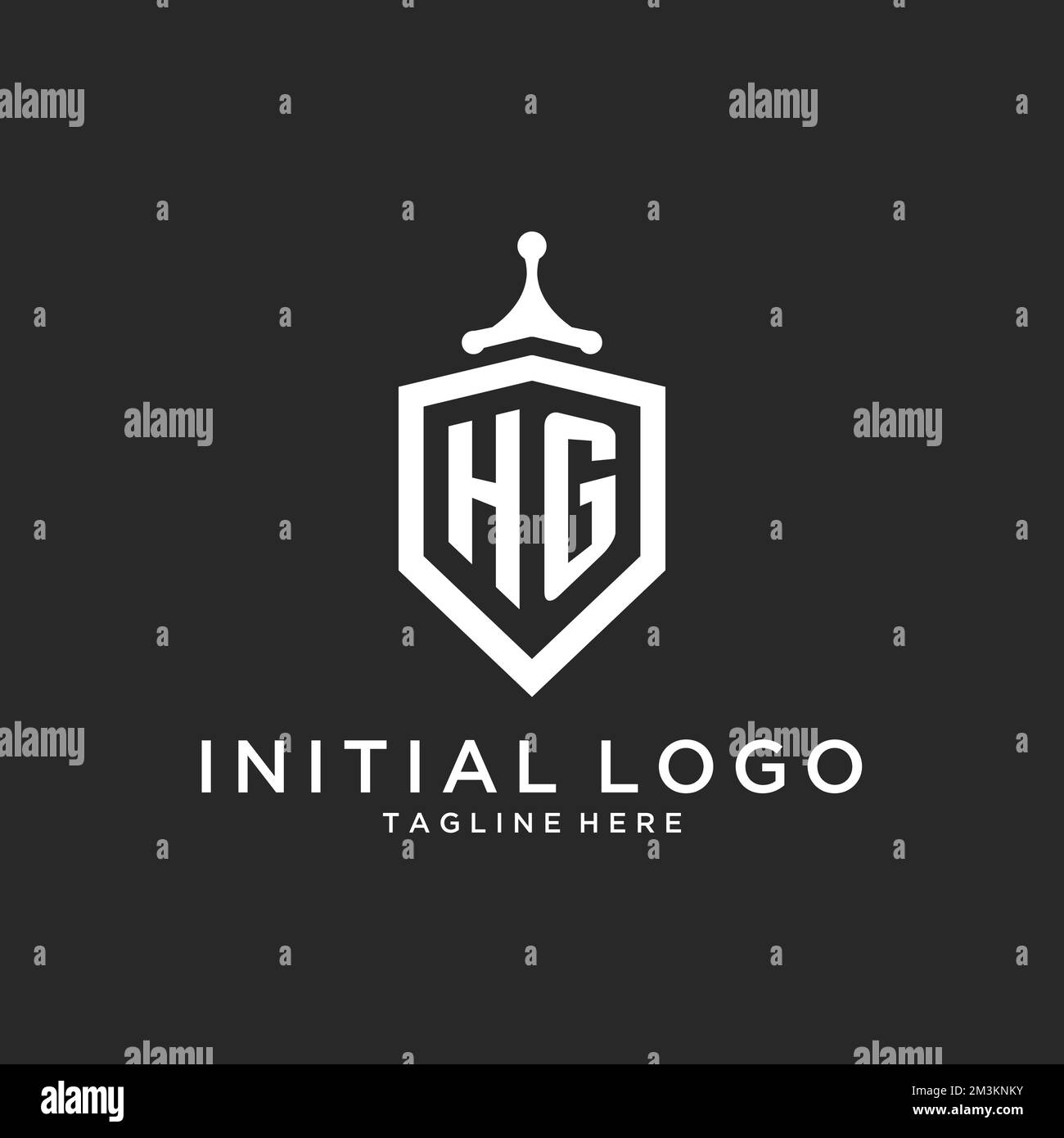 HG monogram logo initial with shield guard shape design ideas Stock ...