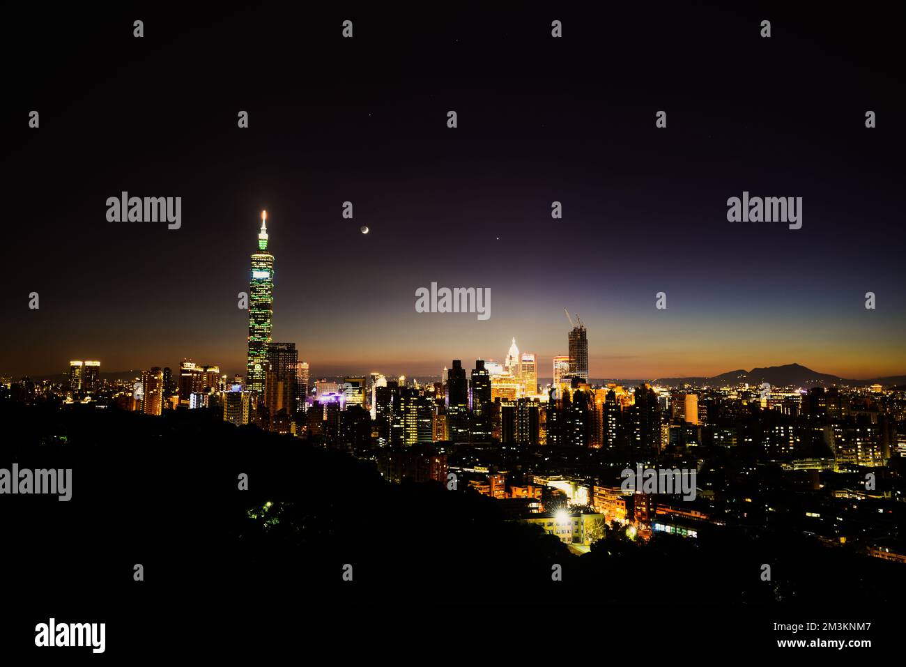 Night view of Taipei 101 building and other buildings. The night view ...