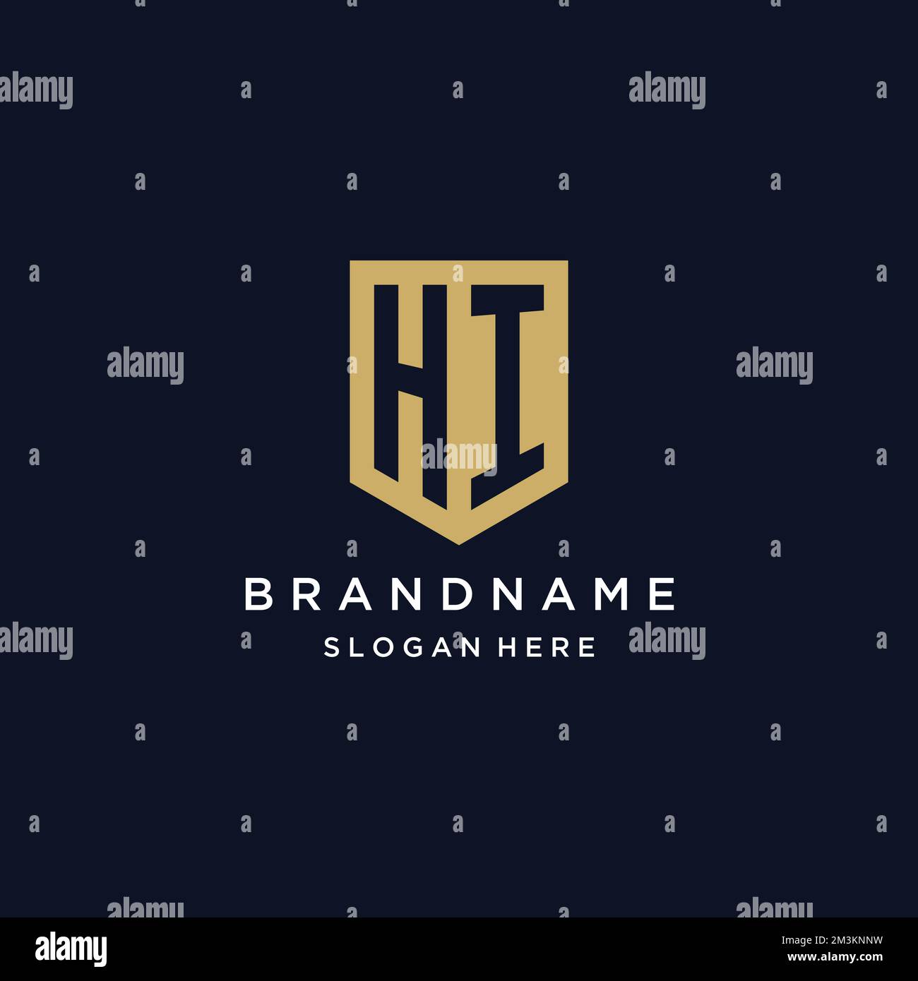 HI monogram initials logo design with shield icon template Stock Vector ...