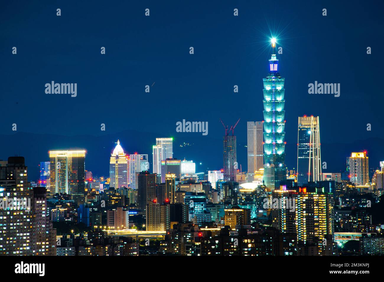 Night view of Taipei 101 building and other buildings. The night view ...