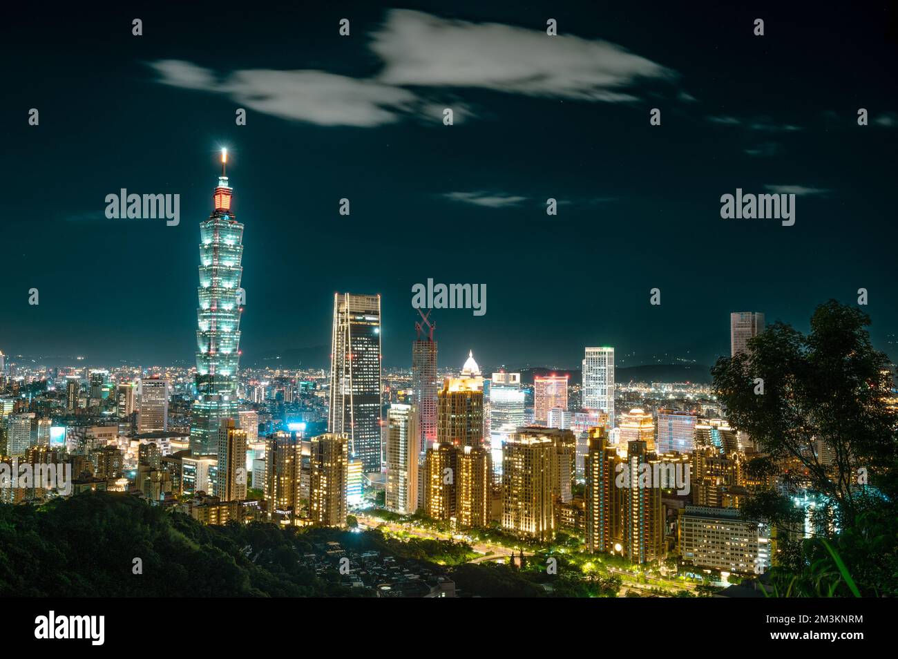 Night view of Taipei 101 building and other buildings. The night view ...