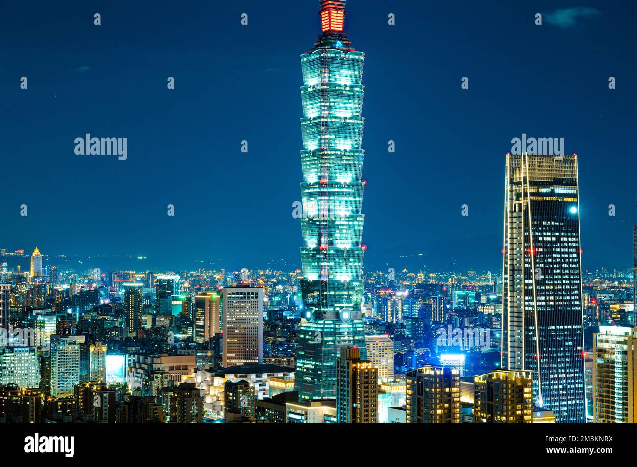 Night view of Taipei 101 building and other buildings. The night view ...