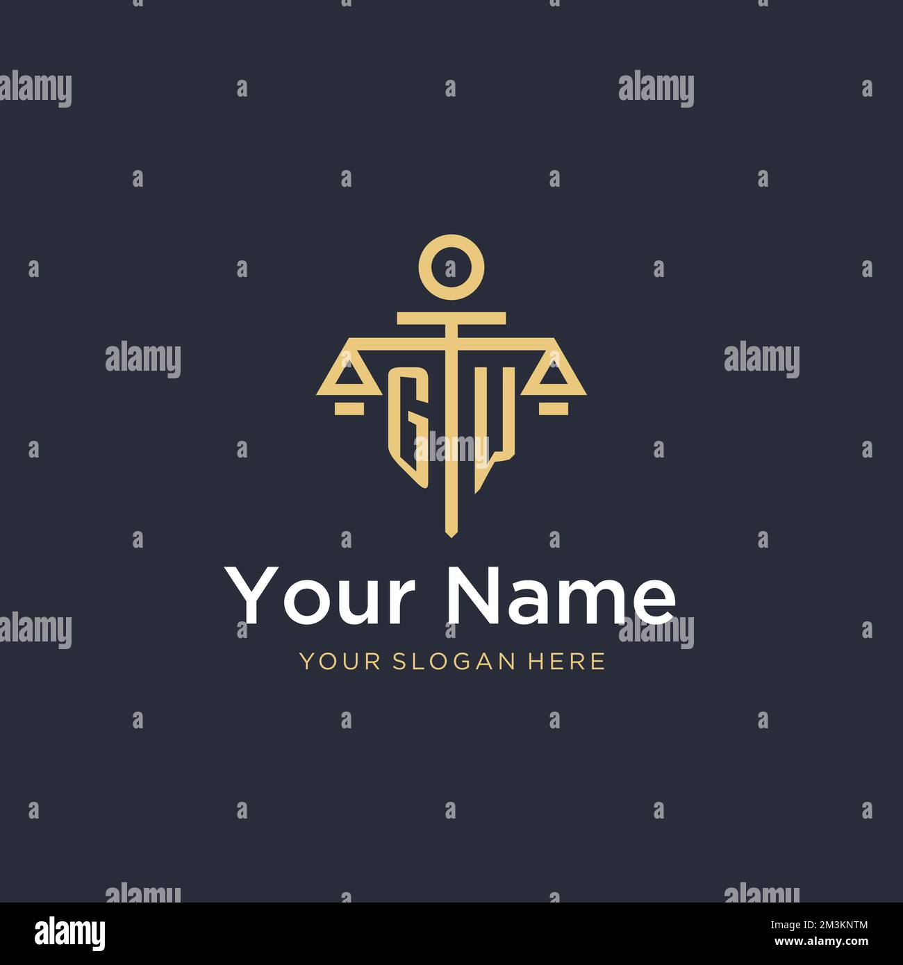 GW initial monogram logo with scale and pillar style design ideas Stock ...