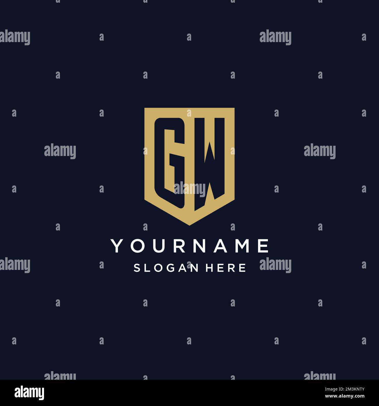 GW monogram initials logo design with shield icon template Stock Vector ...