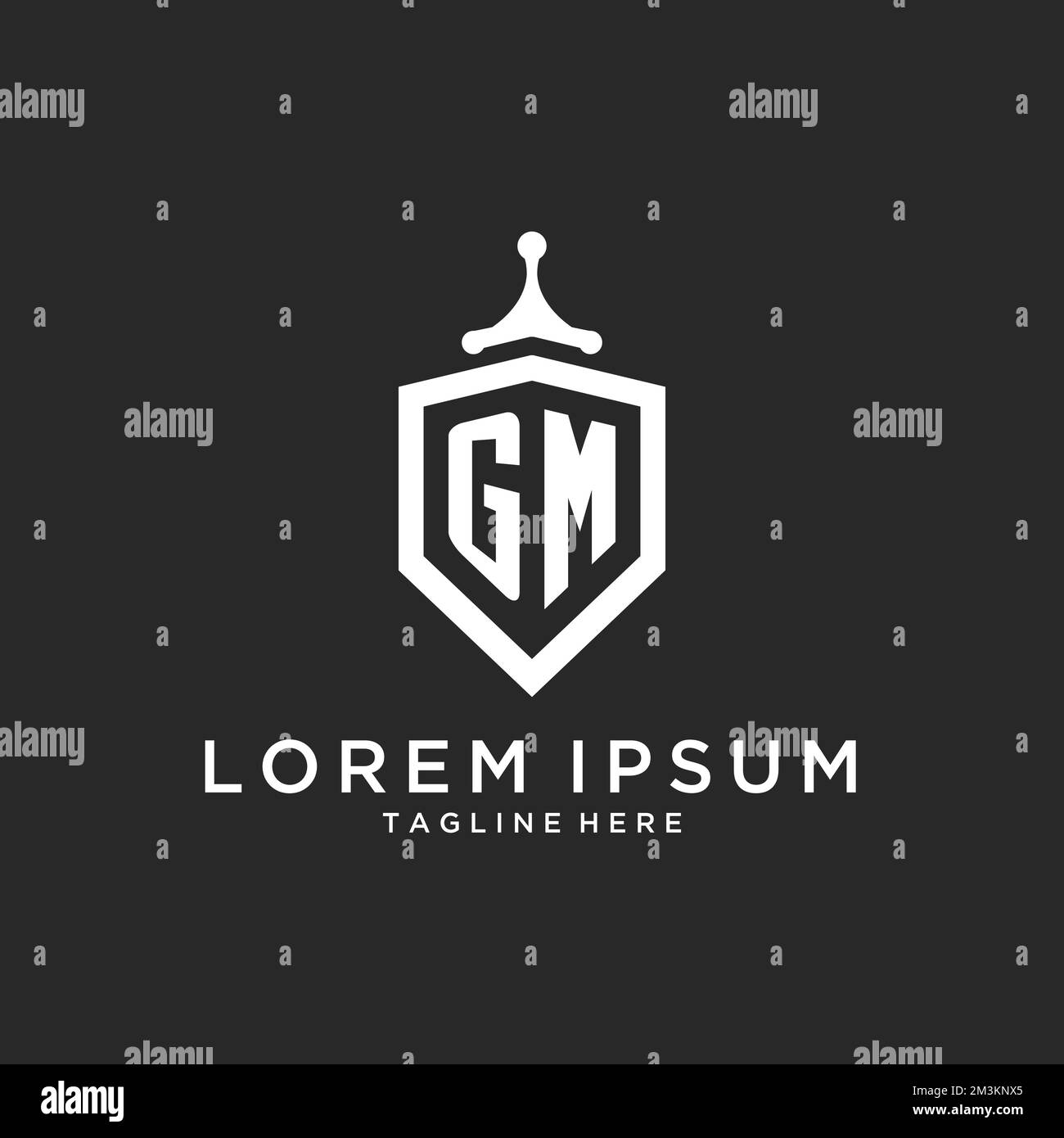 GM monogram logo initial with shield guard shape design ideas Stock ...