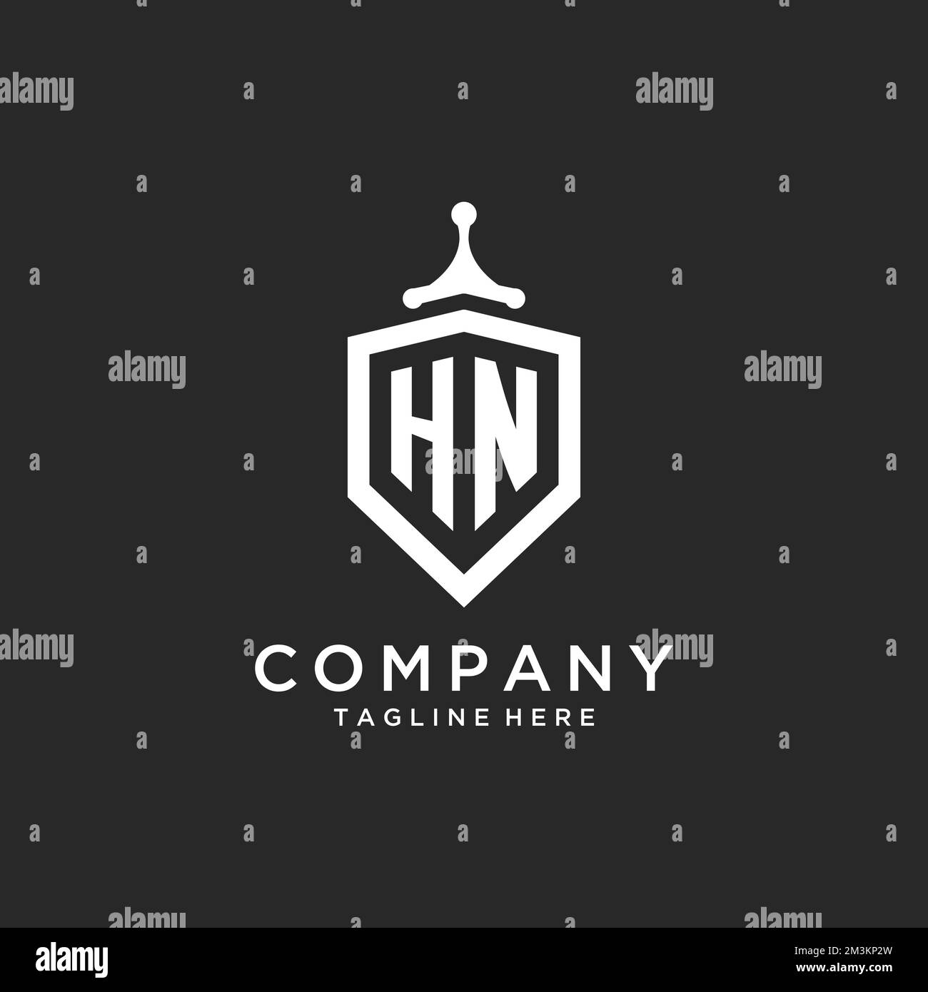 HN monogram logo initial with shield guard shape design ideas Stock ...