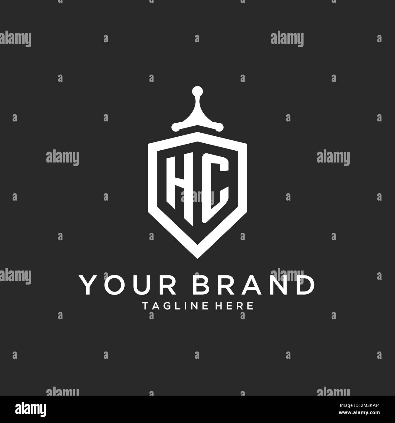 HC monogram logo initial with shield guard shape design ideas Stock ...