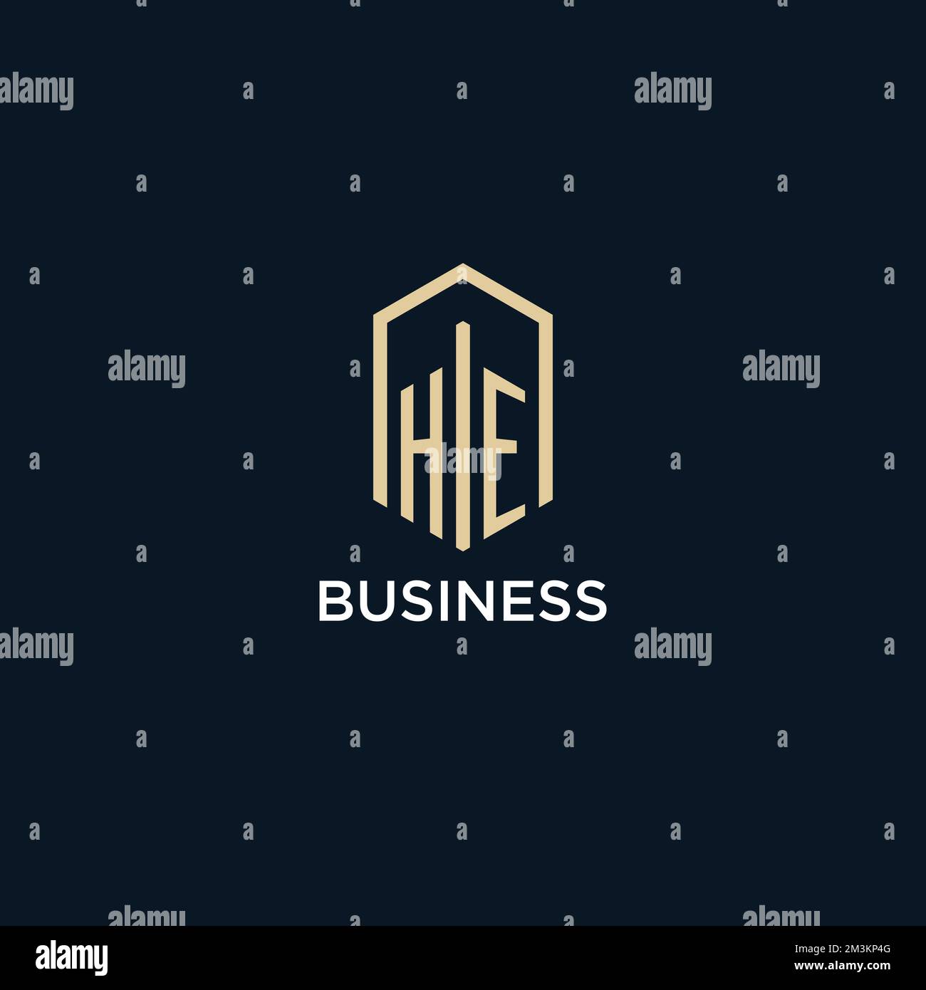HE initial monogram logo with hexagonal shape style, real estate logo ...