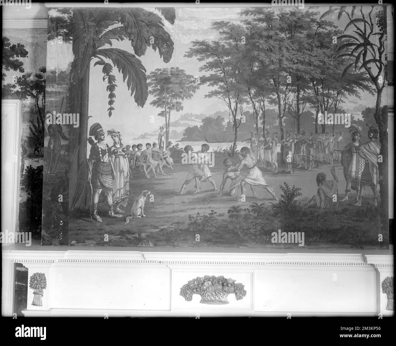 Peabody, 67 Main Street, interior detail, wallpaper, Samuel Ham house ...