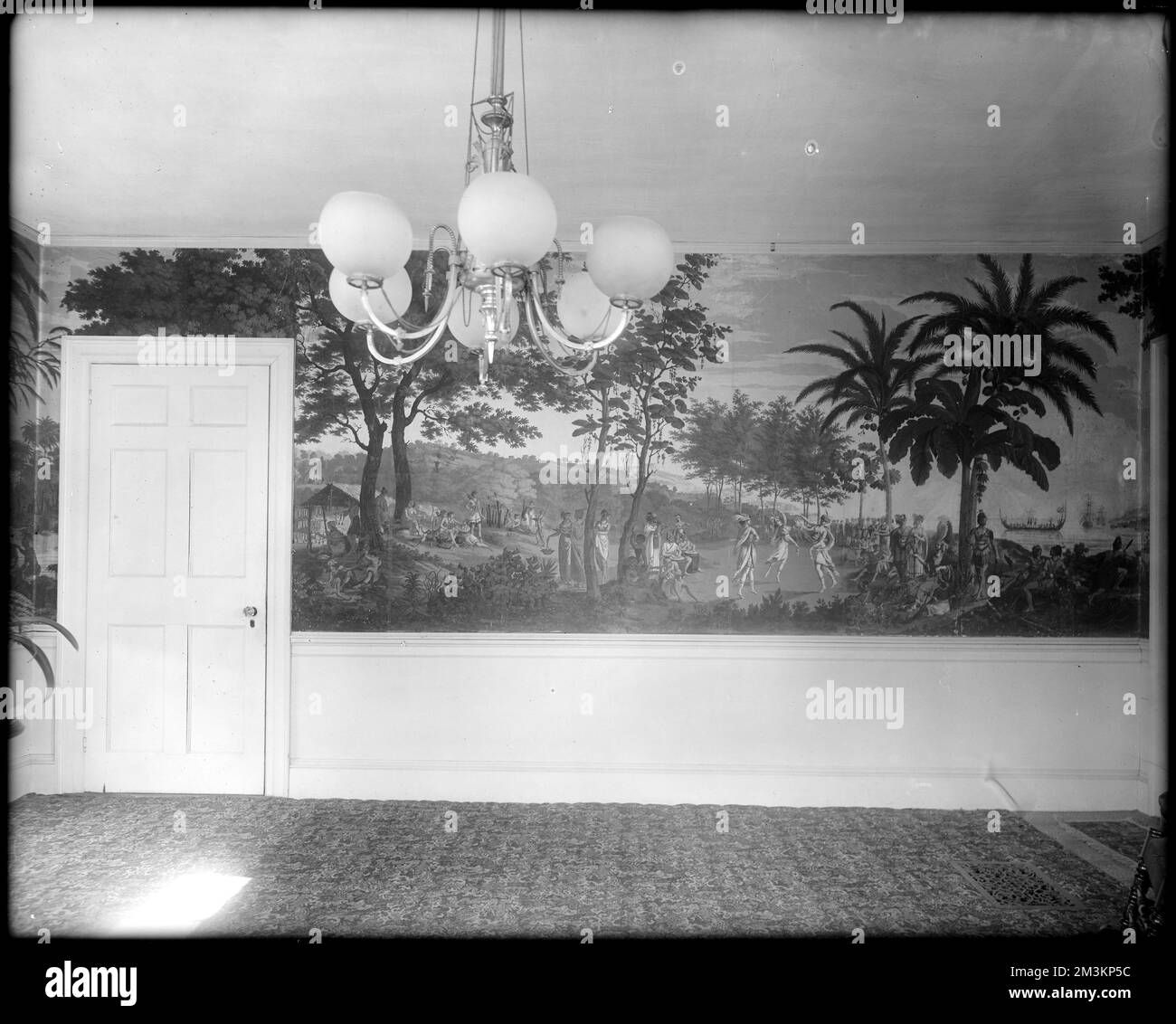 Peabody, 67 Main Street, interior detail, wallpaper, Samuel Ham house ...