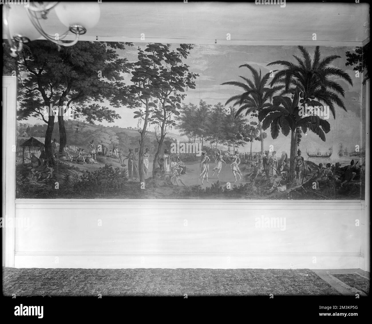 Peabody, 67 Main Street, interior detail, wallpaper, Samuel Ham house ...