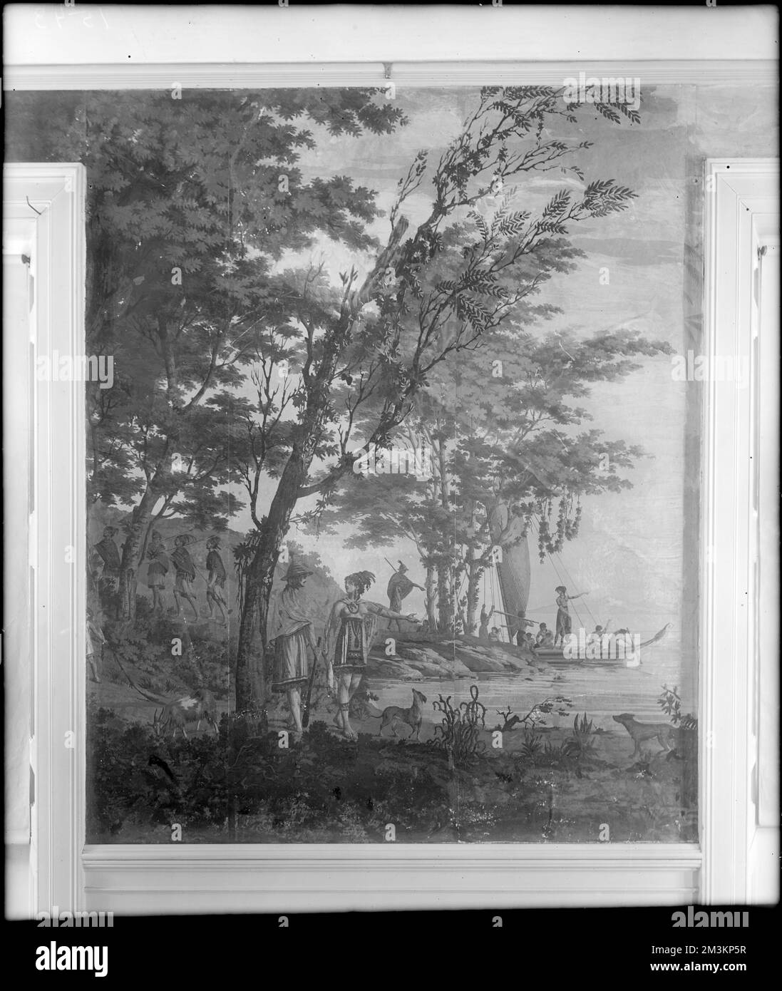 Peabody, 67 Main Street, interior detail, wallpaper, Samuel Ham house ...