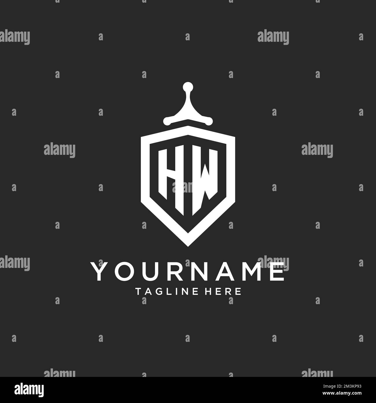 HW monogram logo initial with shield guard shape design ideas Stock ...