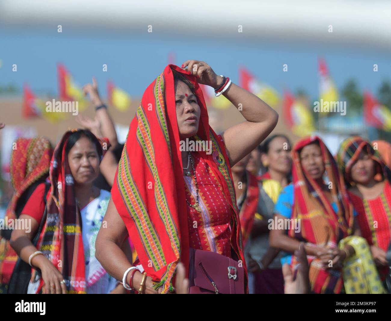 The supporters and members of the regional party "Tipra Motha" (Tipraha Indigenous Progressive ...