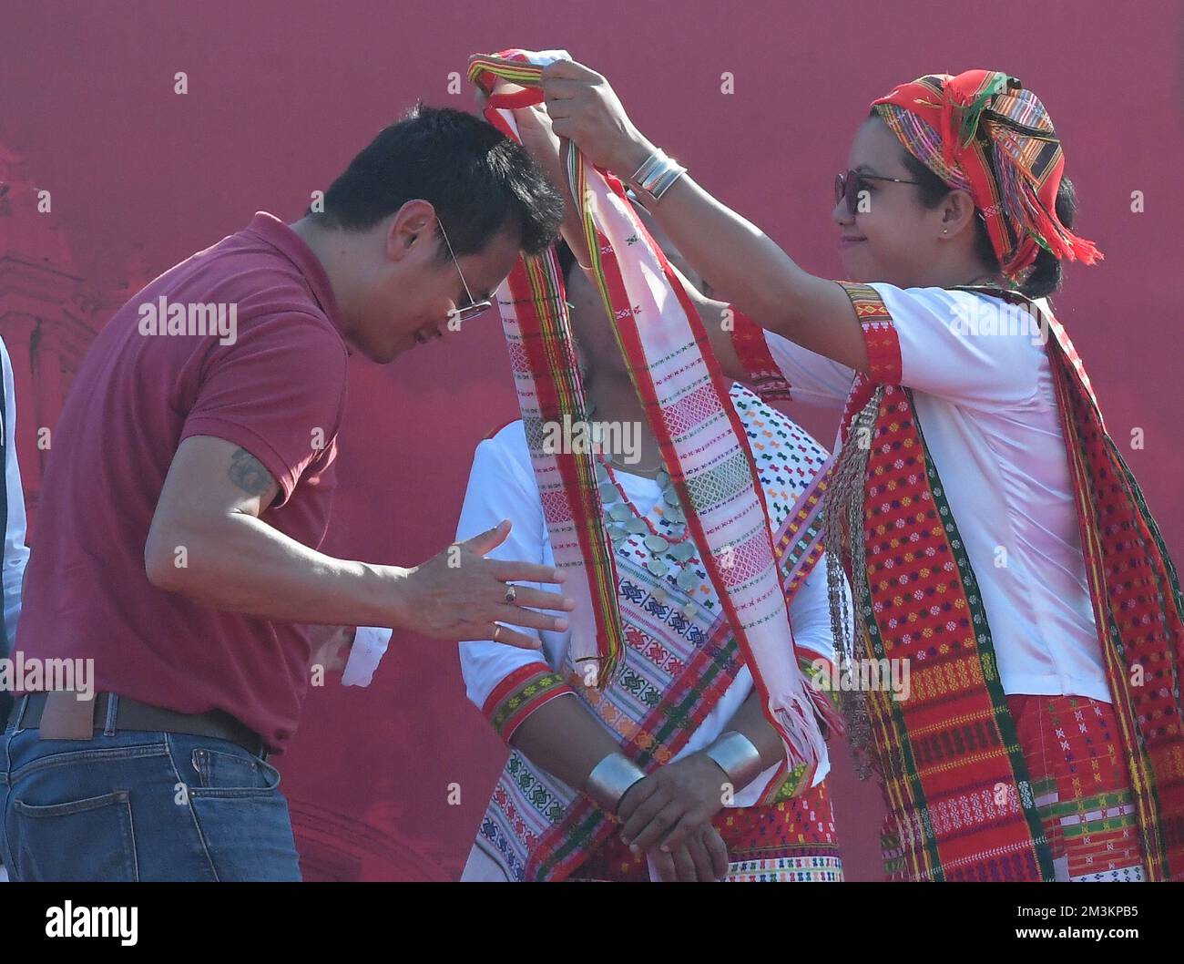Former Indian football captain Bhaichung Bhutia, during a public rally ...
