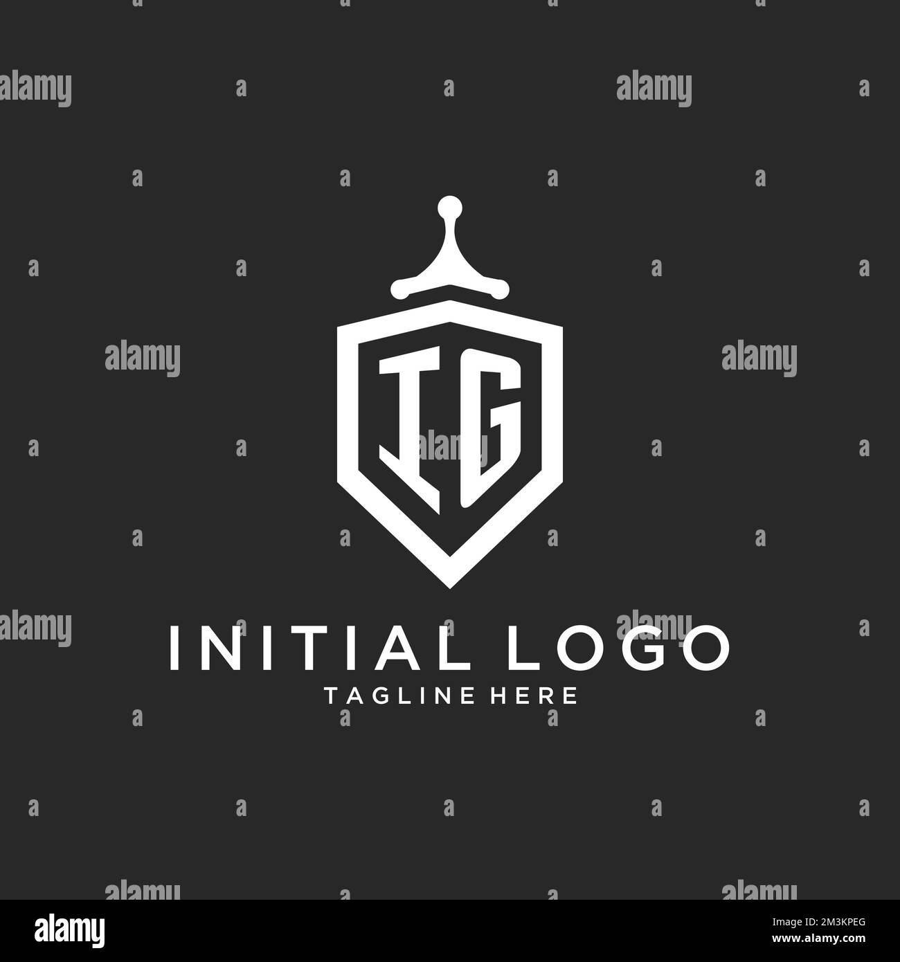 IG monogram logo initial with shield guard shape design ideas Stock ...