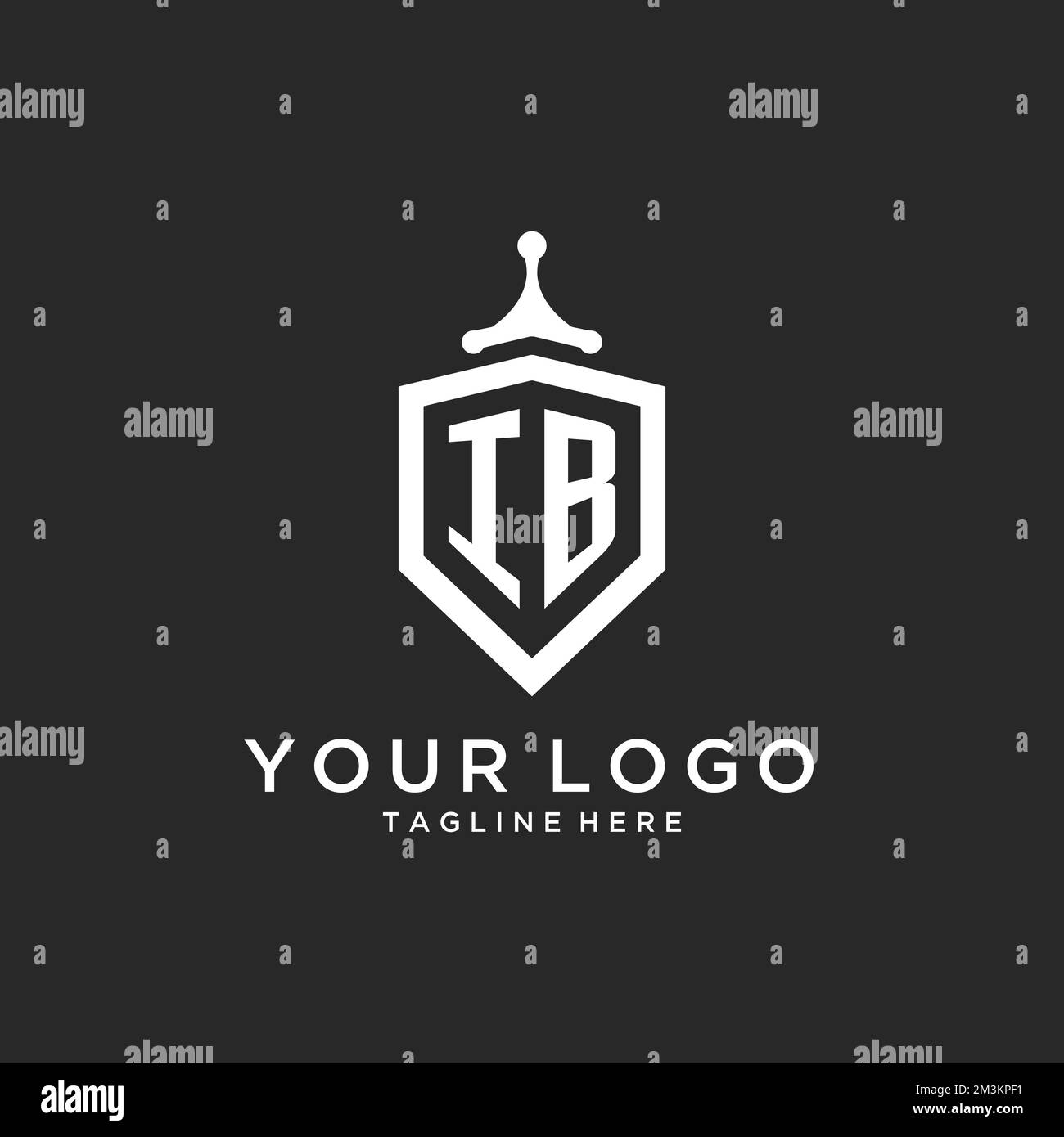 IB monogram logo initial with shield guard shape design ideas Stock ...