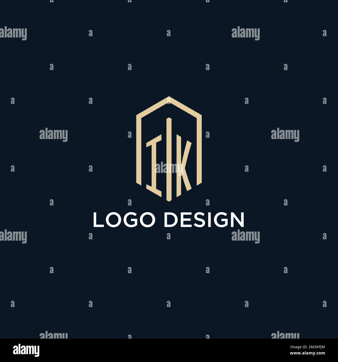 IK initial monogram logo with hexagonal shape style, real estate logo ...