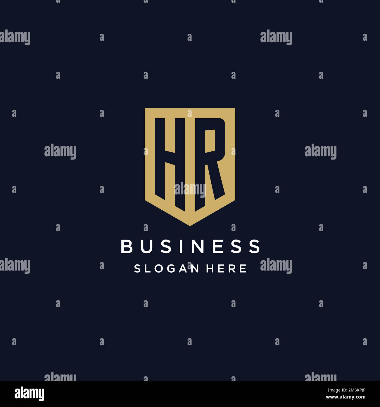 HR monogram initials logo design with shield icon template Stock Vector ...