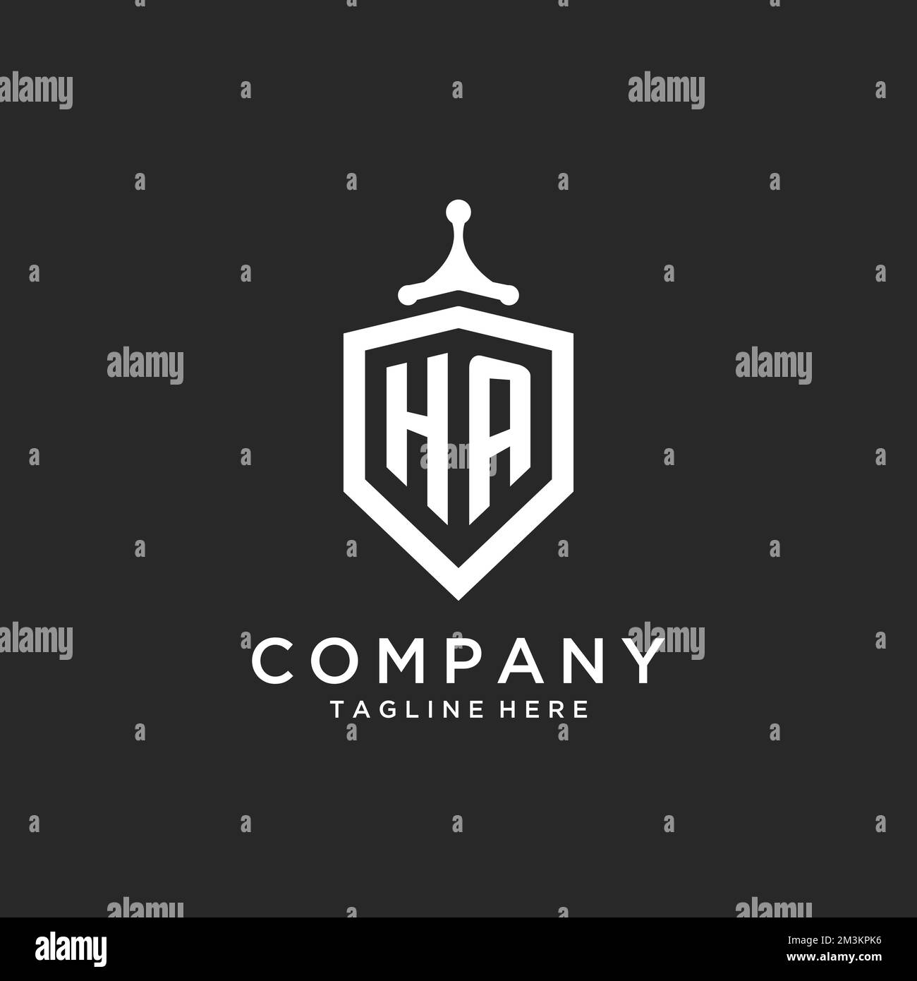 HA monogram logo initial with shield guard shape design ideas Stock ...