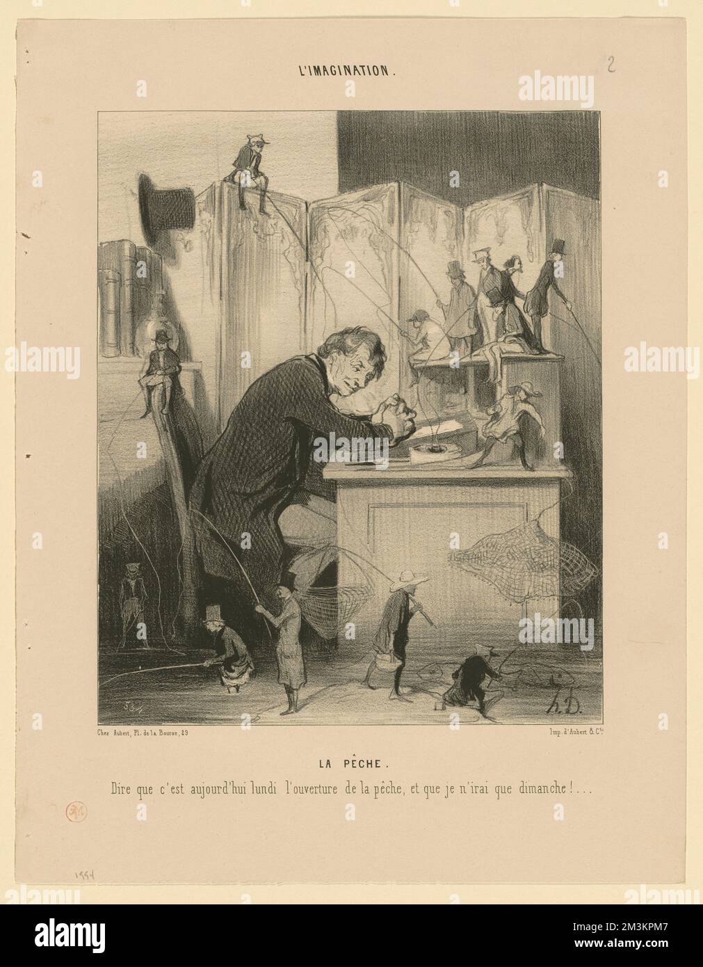 La pêche. Honoré Daumier (1808-1879). Lithographs Stock Photo - Alamy