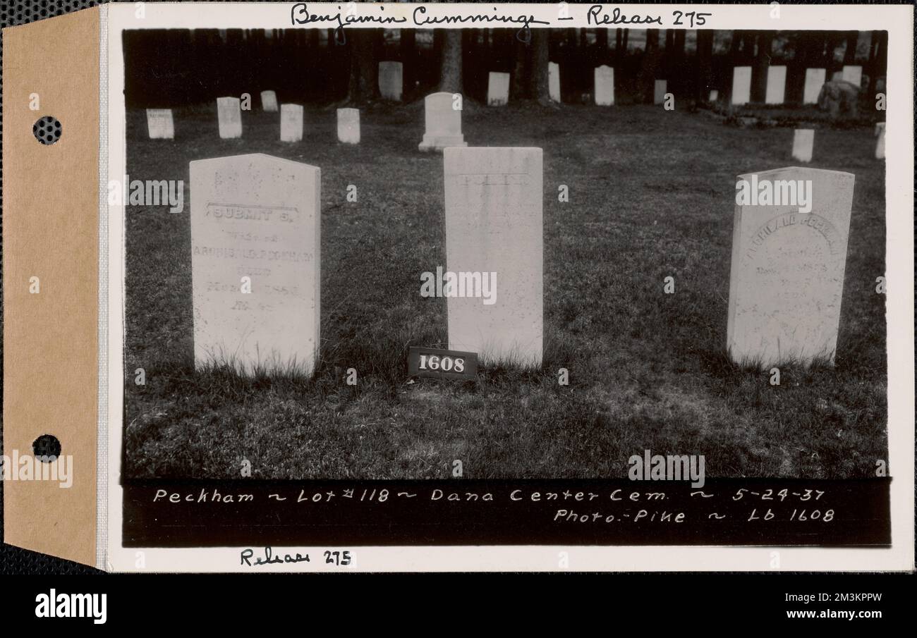 Peckham, Dana Center Cemetery, lot 118, Dana, Mass., May 24, 1937 ...