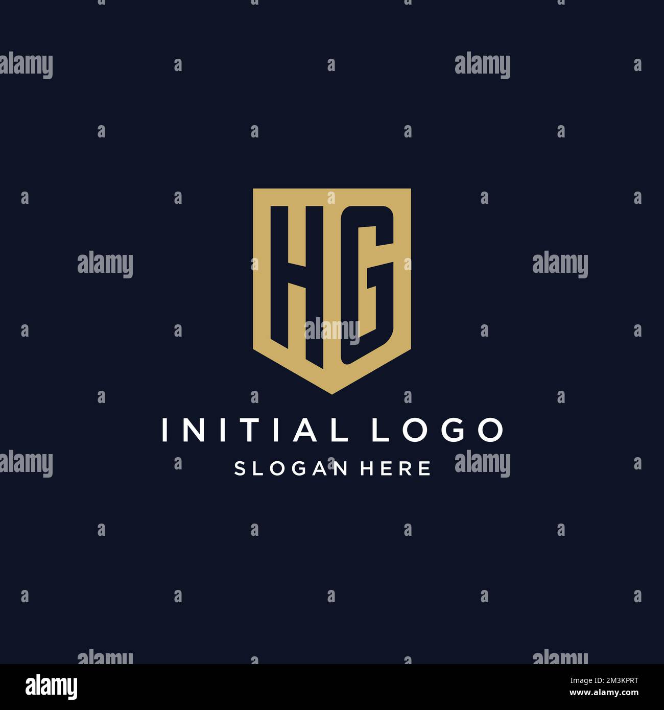 HG monogram initials logo design with shield icon template Stock Vector ...