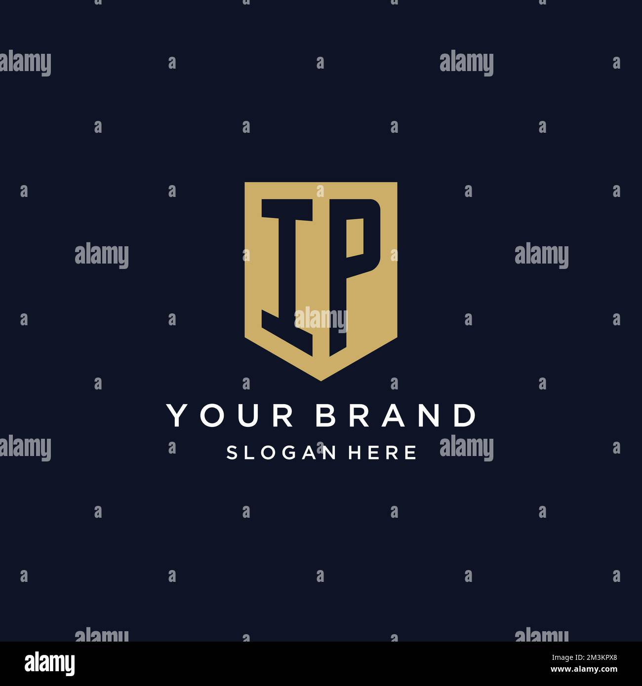 IP monogram initials logo design with shield icon template Stock Vector ...