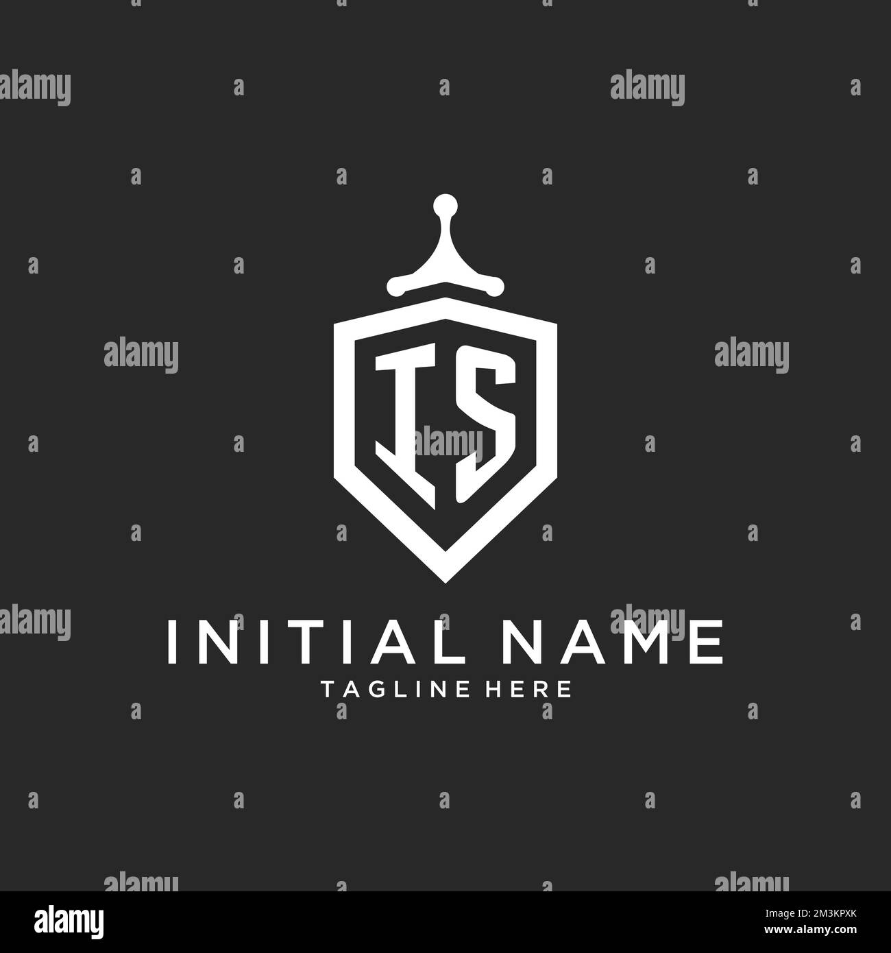 IS monogram logo initial with shield guard shape design ideas Stock ...
