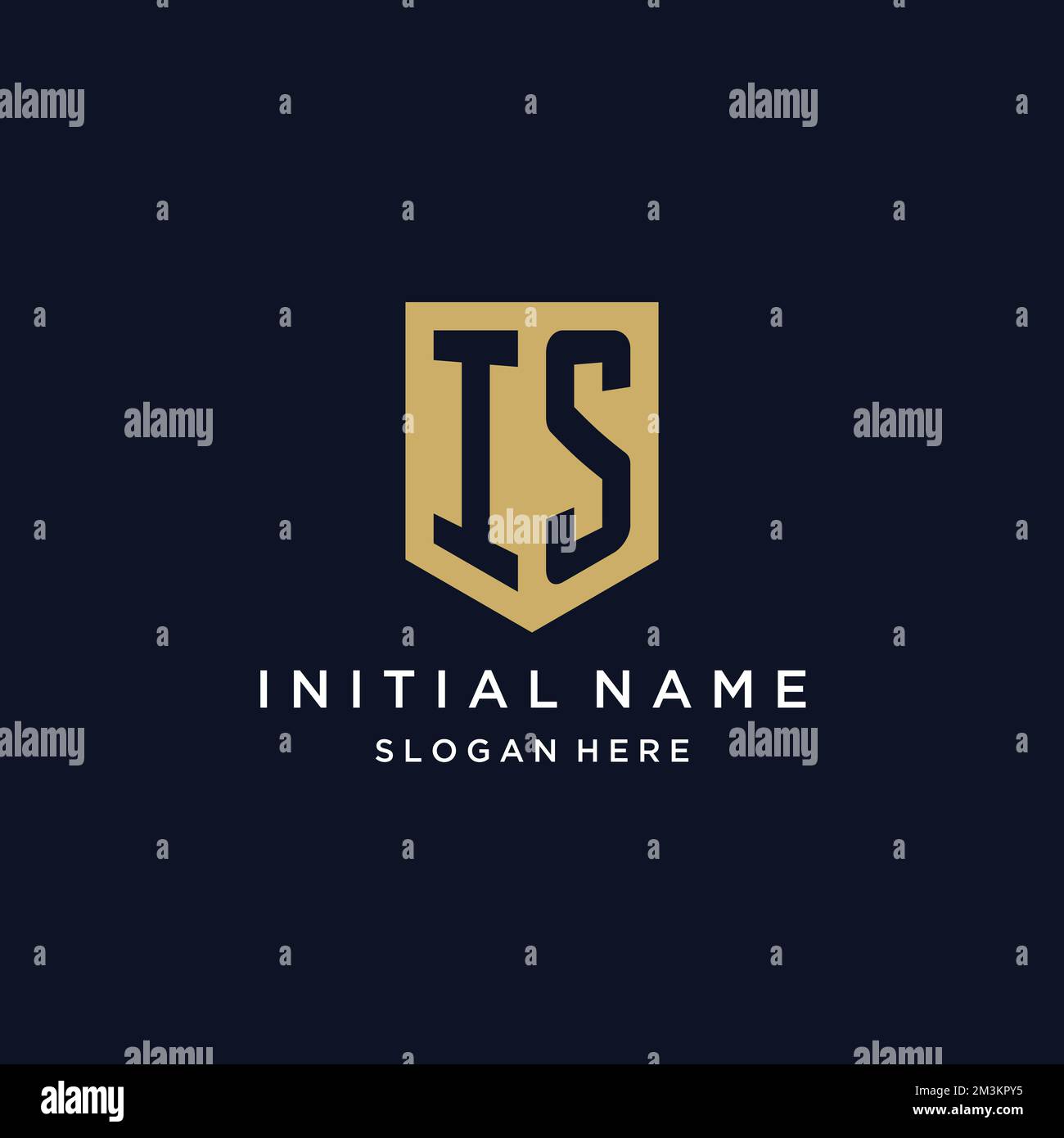 IS monogram initials logo design with shield icon template Stock Vector ...