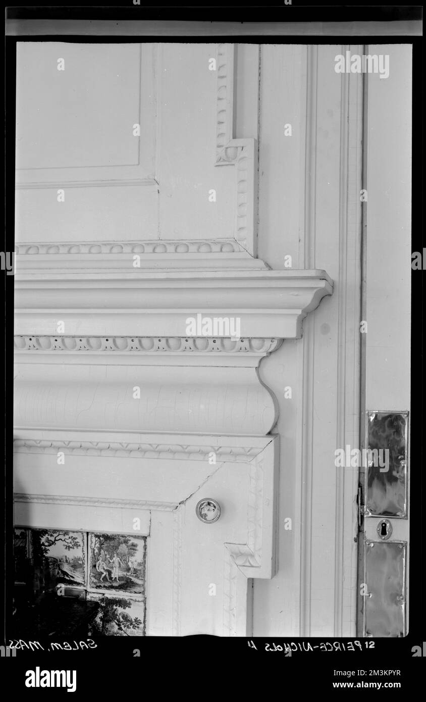 Peirce-Nichols House, interior , Interiors, Mantels. Samuel Chamberlain ...