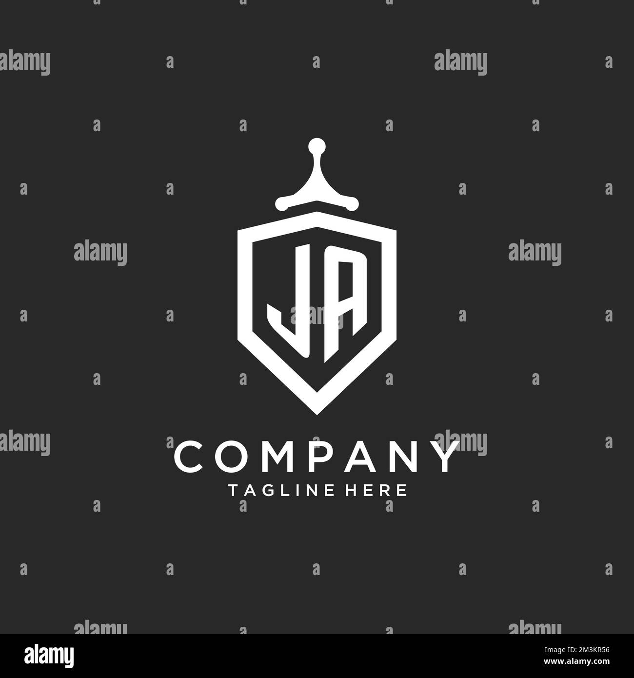 JA monogram logo initial with shield guard shape design ideas Stock ...