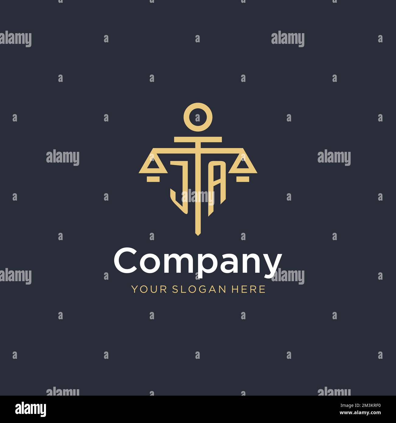 JA initial monogram logo with scale and pillar style design ideas Stock ...