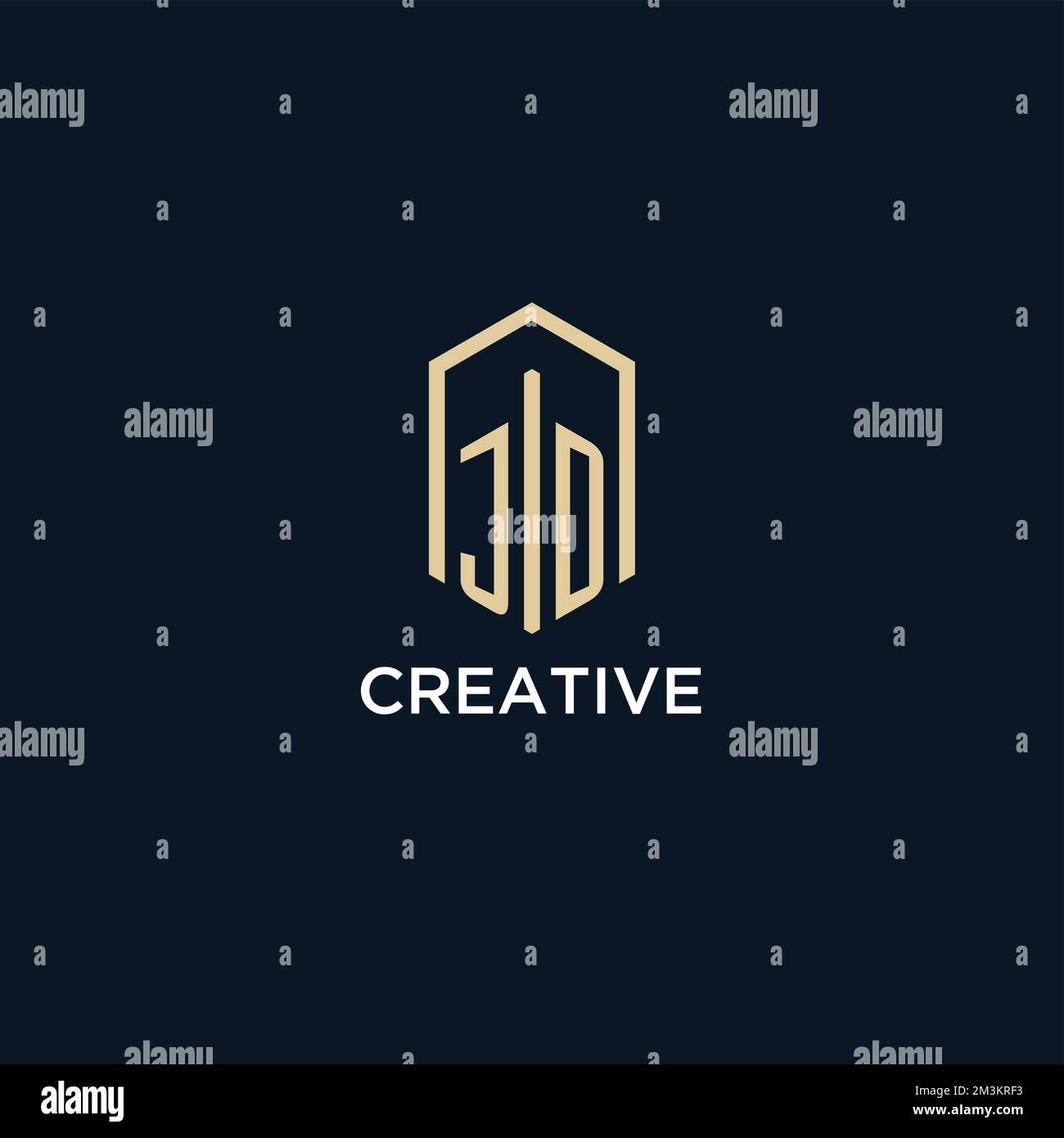 JD initial monogram logo with hexagonal shape style, real estate logo ...