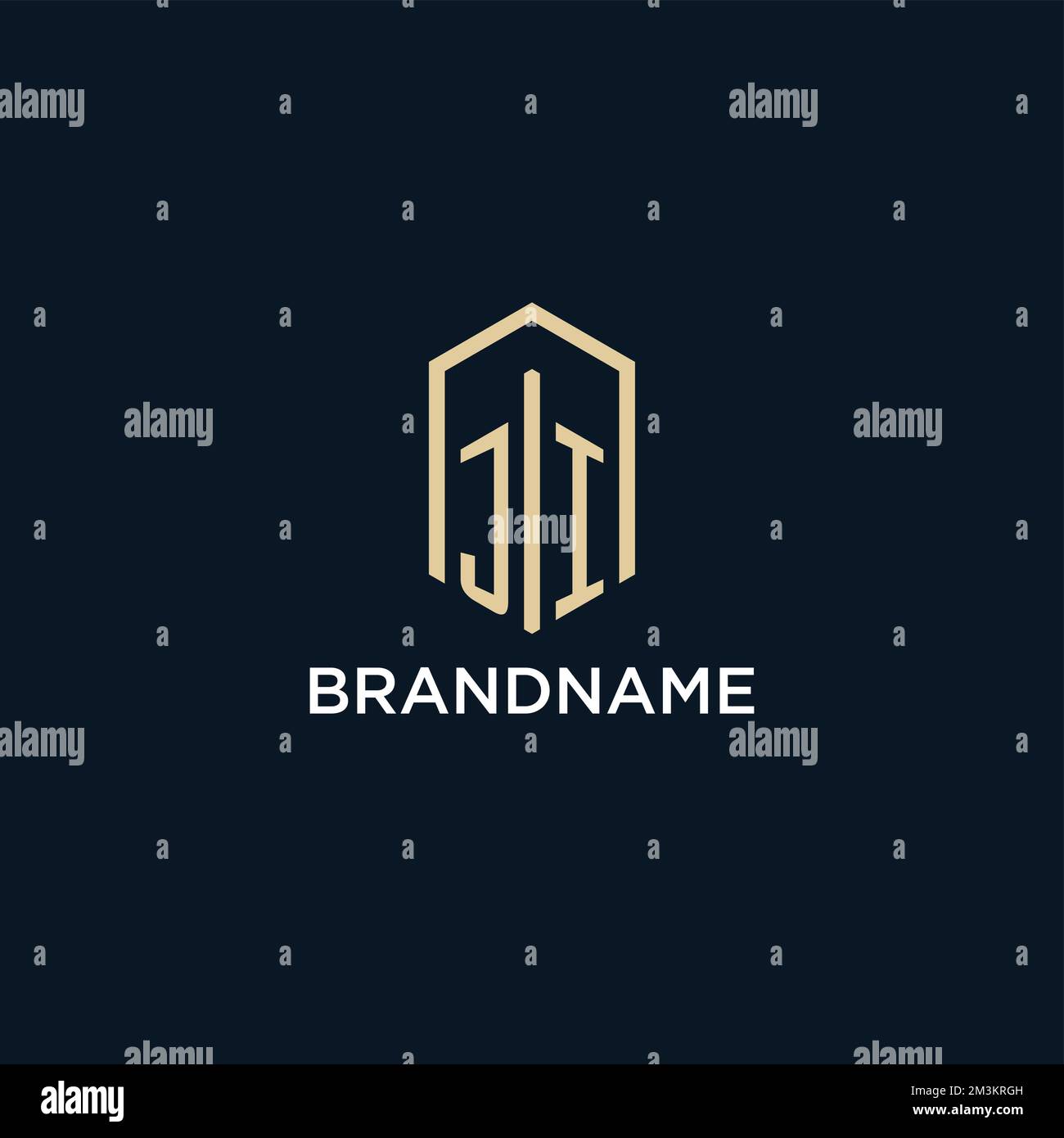 JI initial monogram logo with hexagonal shape style, real estate logo ...