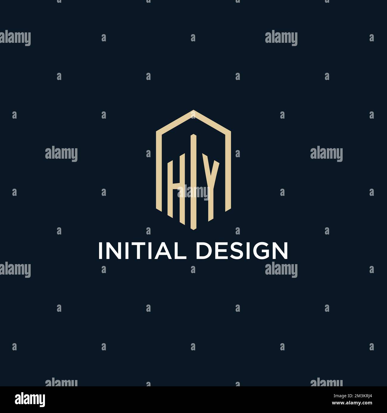 HY initial monogram logo with hexagonal shape style, real estate logo ...