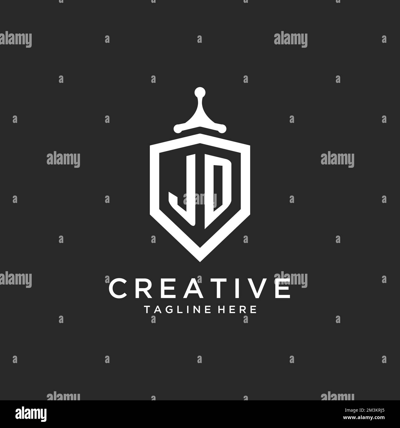 JD monogram logo initial with shield guard shape design ideas Stock ...